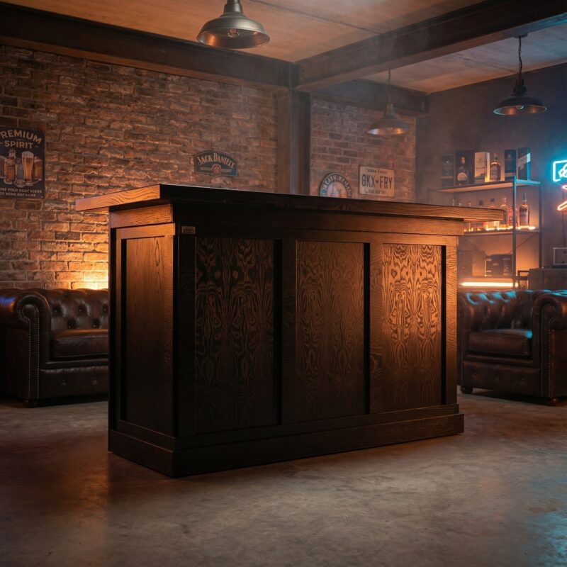 Standaard Mancave Bar 2m Oak – Black | Luxe Thuisbar - De Barrenfabriek